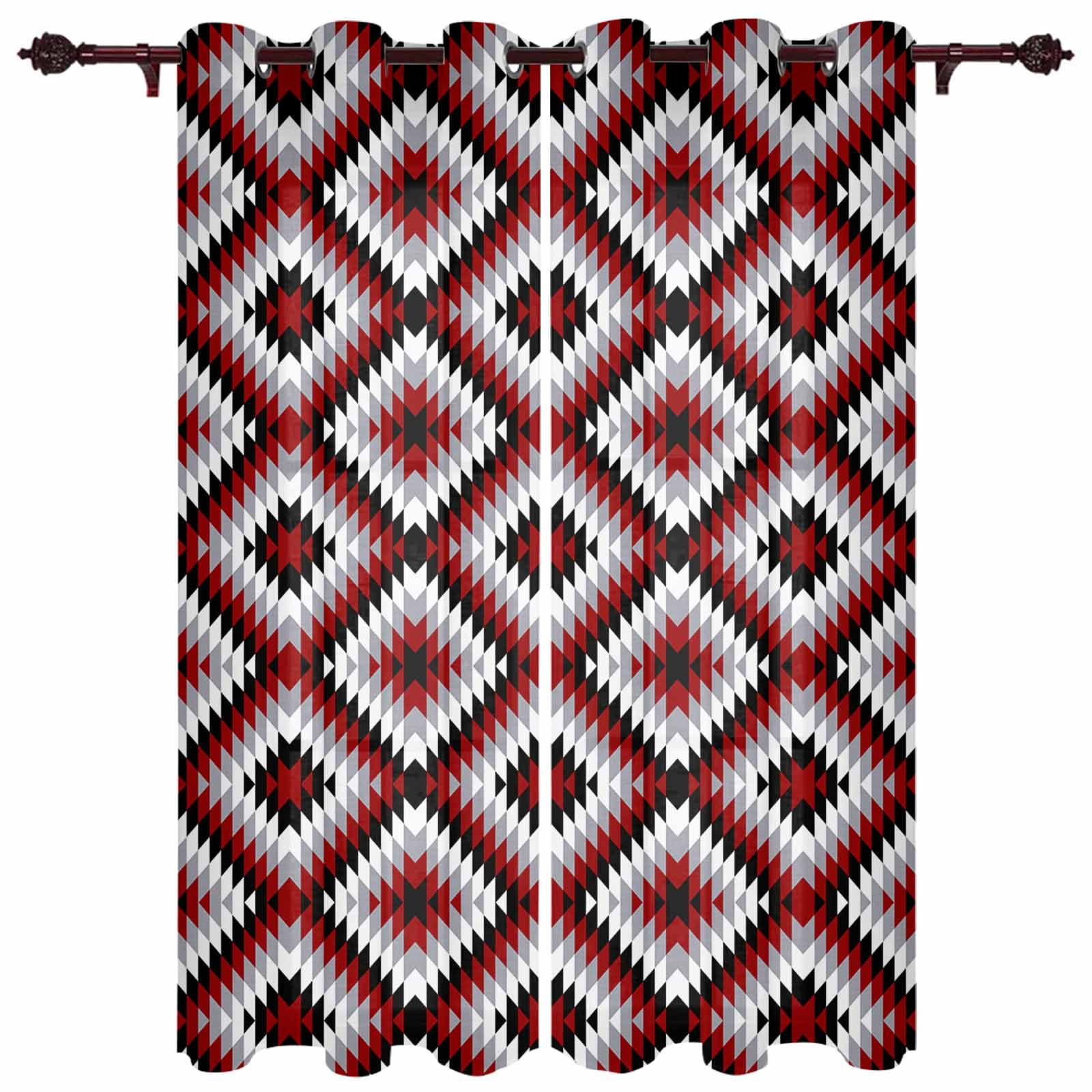 Bohemian Aztec Red Texture Curtains for Living Room Window Curtain for ...