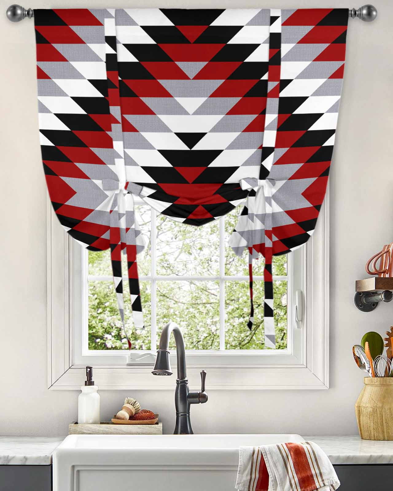 Bohemian Aztec Red Texture Window Curtain for Living Room Home Decor ...
