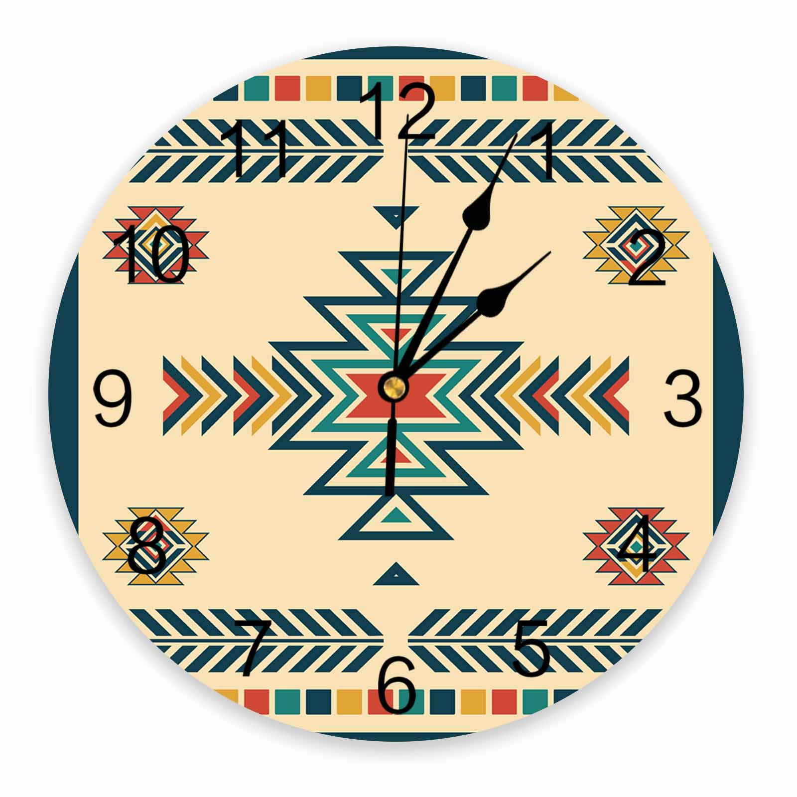 Bohemian Aztec Rural Farmhouse Wall Clock Large Modern Kitch Dinning Round Wall Clocks Bedroom ...