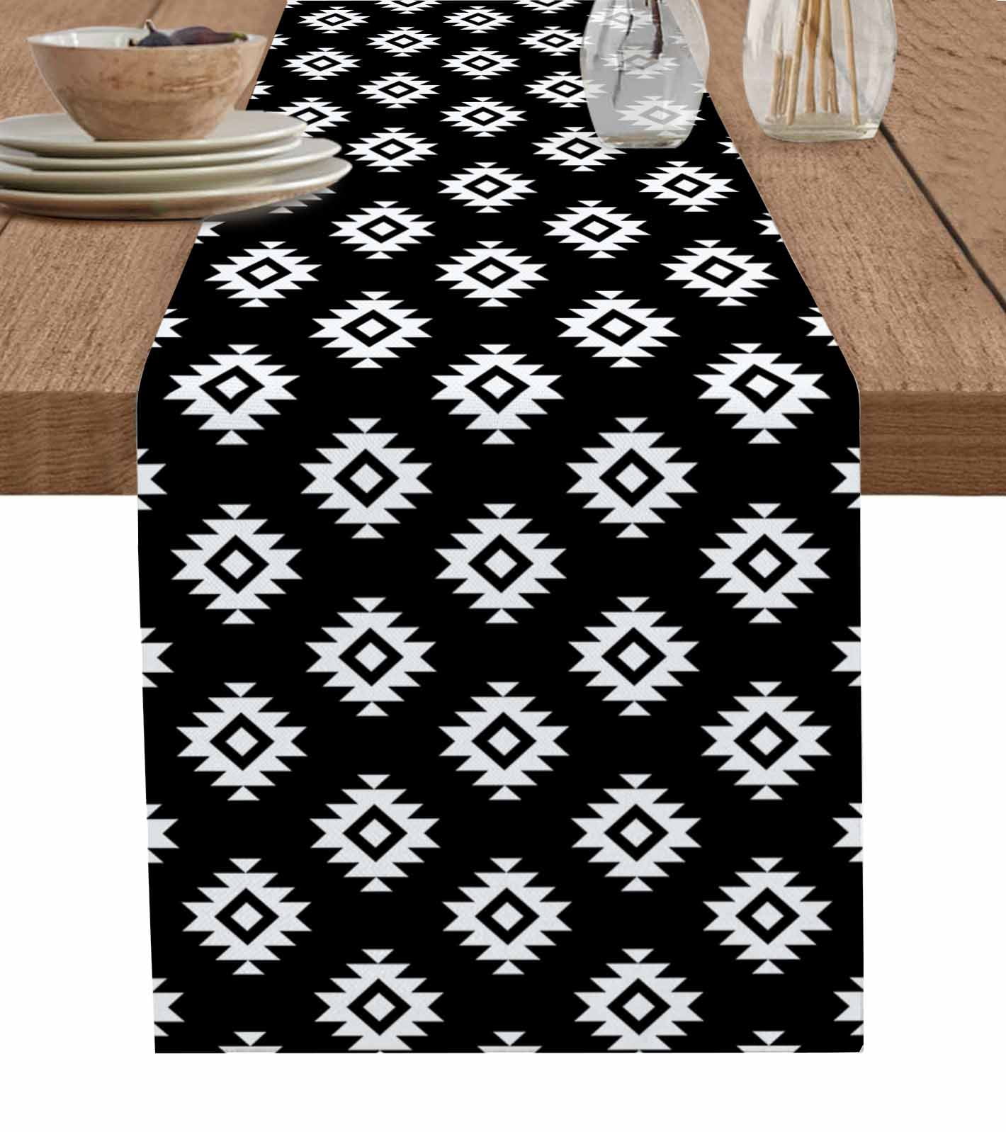 Bohemian Aztec Texture Black Table Runners Dresser Scarf Table r ...