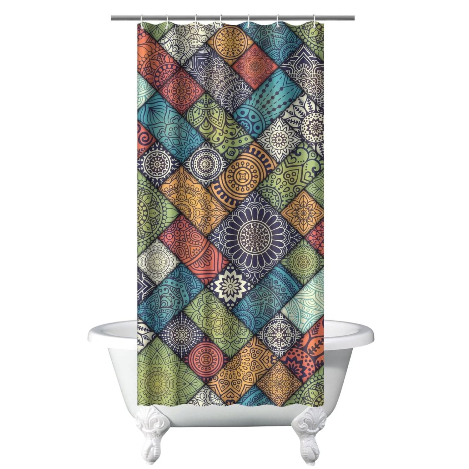 Bohemian Bathroom Curtain Rustic Earthy Style 36x72 Inch Waterproof ...