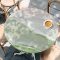 Bohemian Beach Waves Grass Green Gradient Round Fitted Tablecloth with ...
