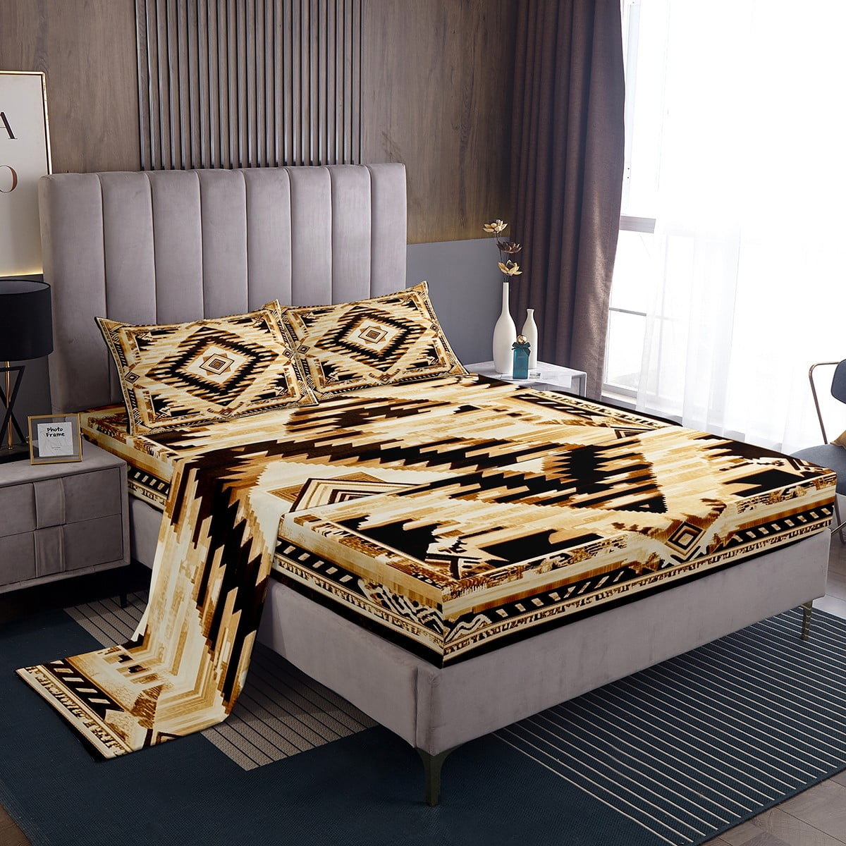 Bohemian Bed Sheets Queen Size Boho Aztec Striped Sheets Western ...