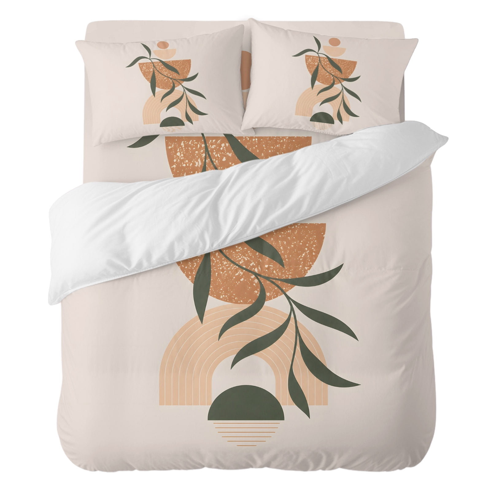 Bohemian Bedding Duvet Cover Set Twin Size 4 Pieces, Abstract Green ...