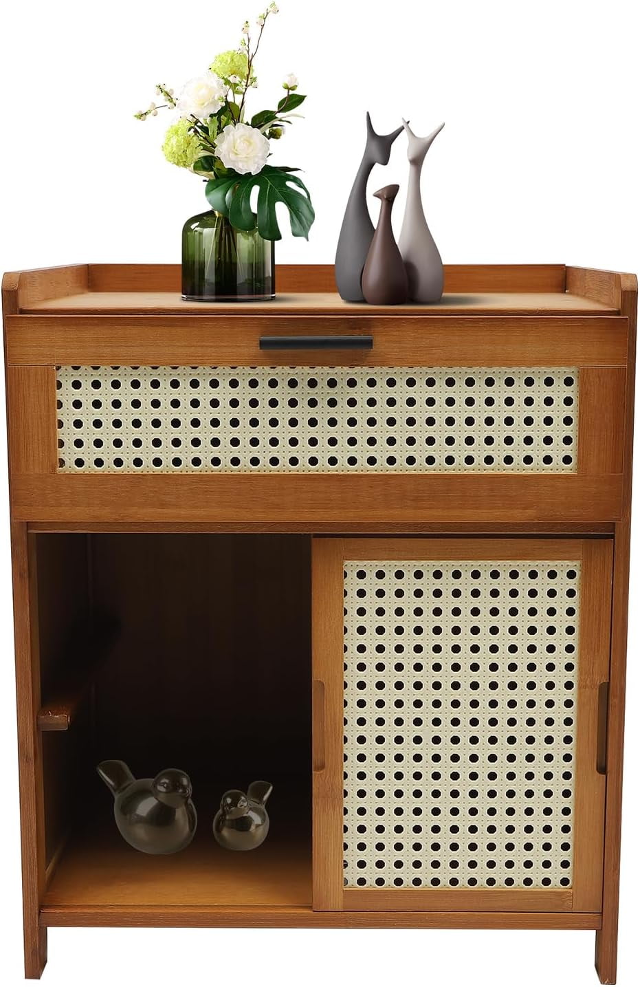 Bohemian Bedside Tables, Rattan Bedside Tables with Drawer and Shelf ...