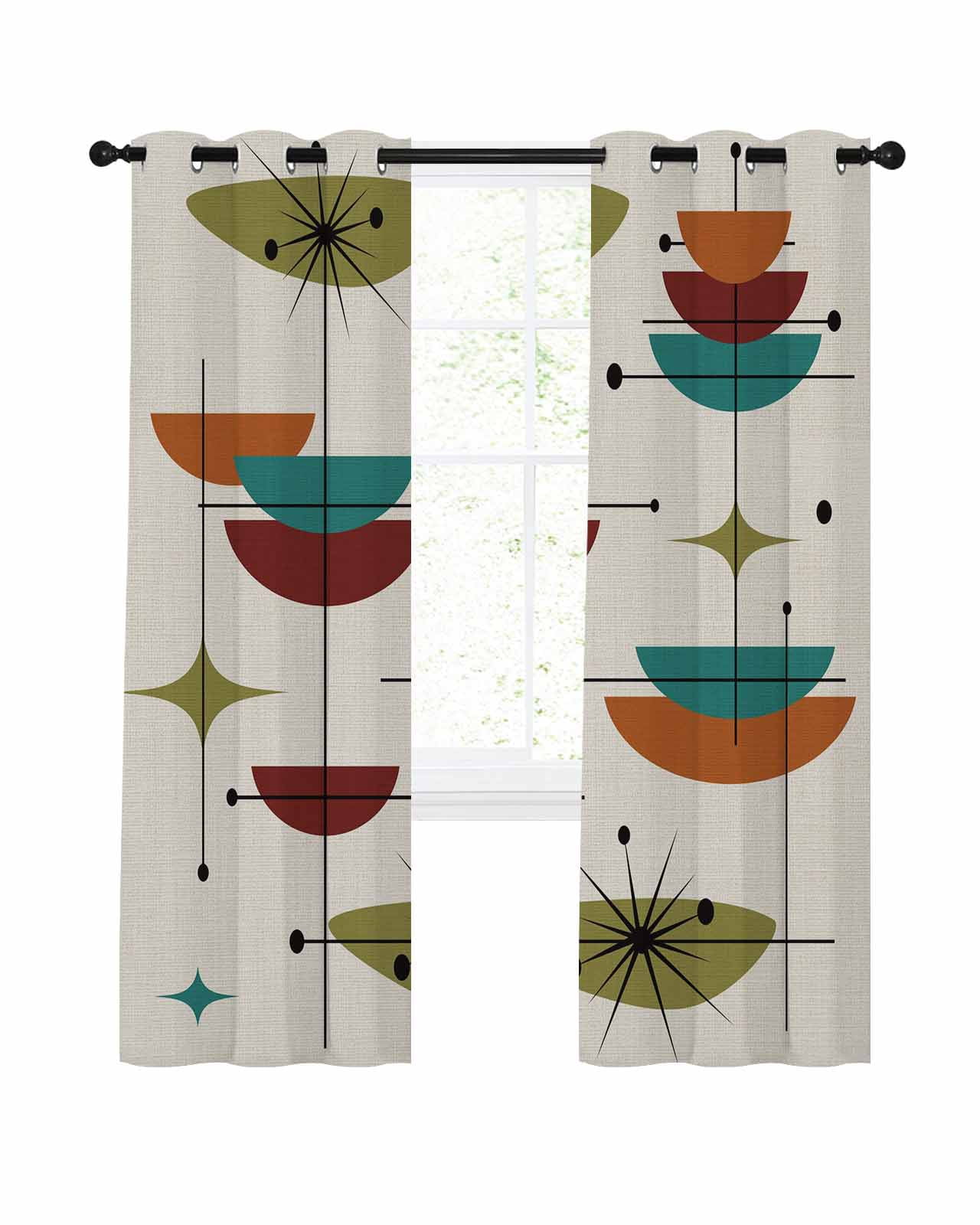Bohemian Blackout Curtains 63 Inch Length Orange Duck Green Color Block ...