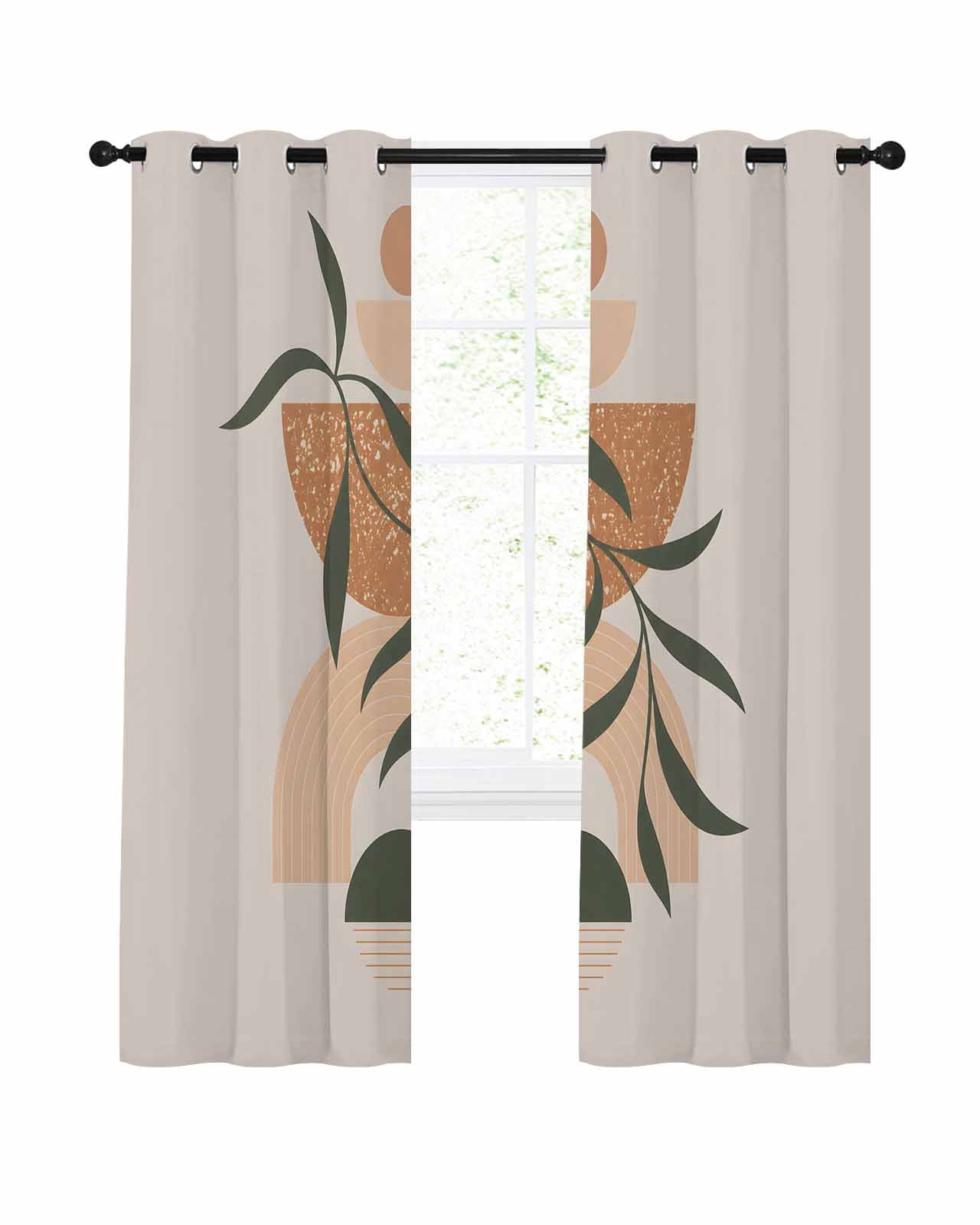 Bohemian Blackout Curtains for Bedroom Living Room, Abstract Green Leaf ...