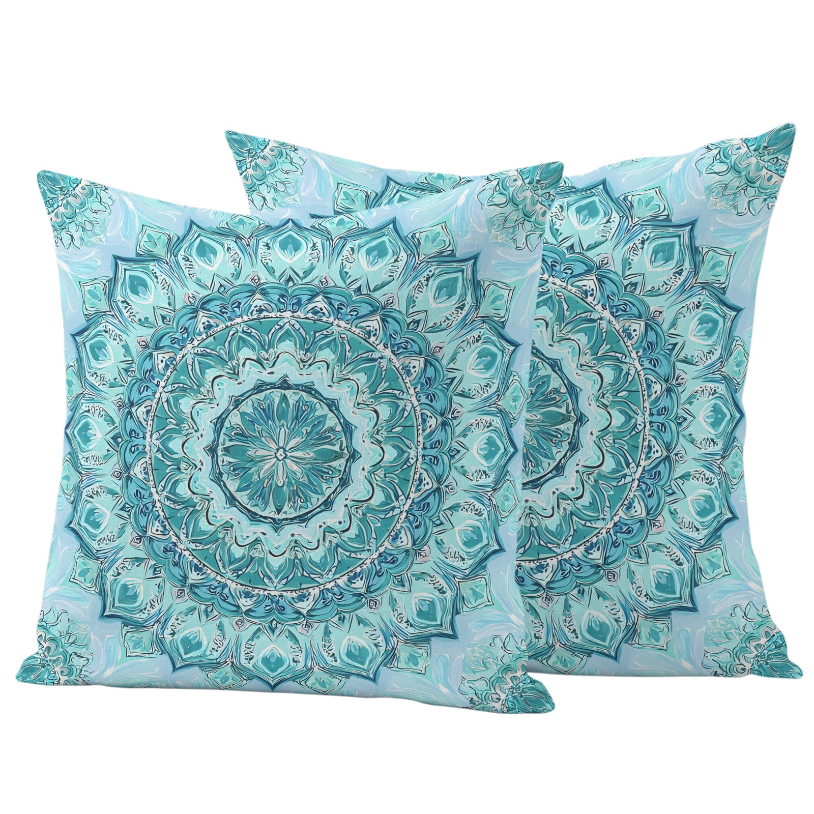 Bohemian Blooming Flower Outdoor Pillow Covers Set of 2 Teal Green ...
