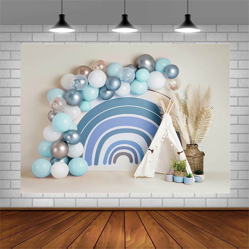 Bohemian Blue Balloons Tent Newborn Boy Birthday Party Portrait ...