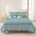 Bohemian Blue Green Geometric 3 Pieces Quilt Set,1 Quilt with 2 Shams ...