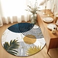 Bohemian Blue Polka Dot Tropical Plants Round Area Rug 3ft,Living Room ...