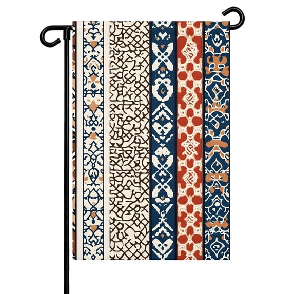 Bohemian Brown Garden Flag 12x18 Inch Floral Geometric Texture Retro ...