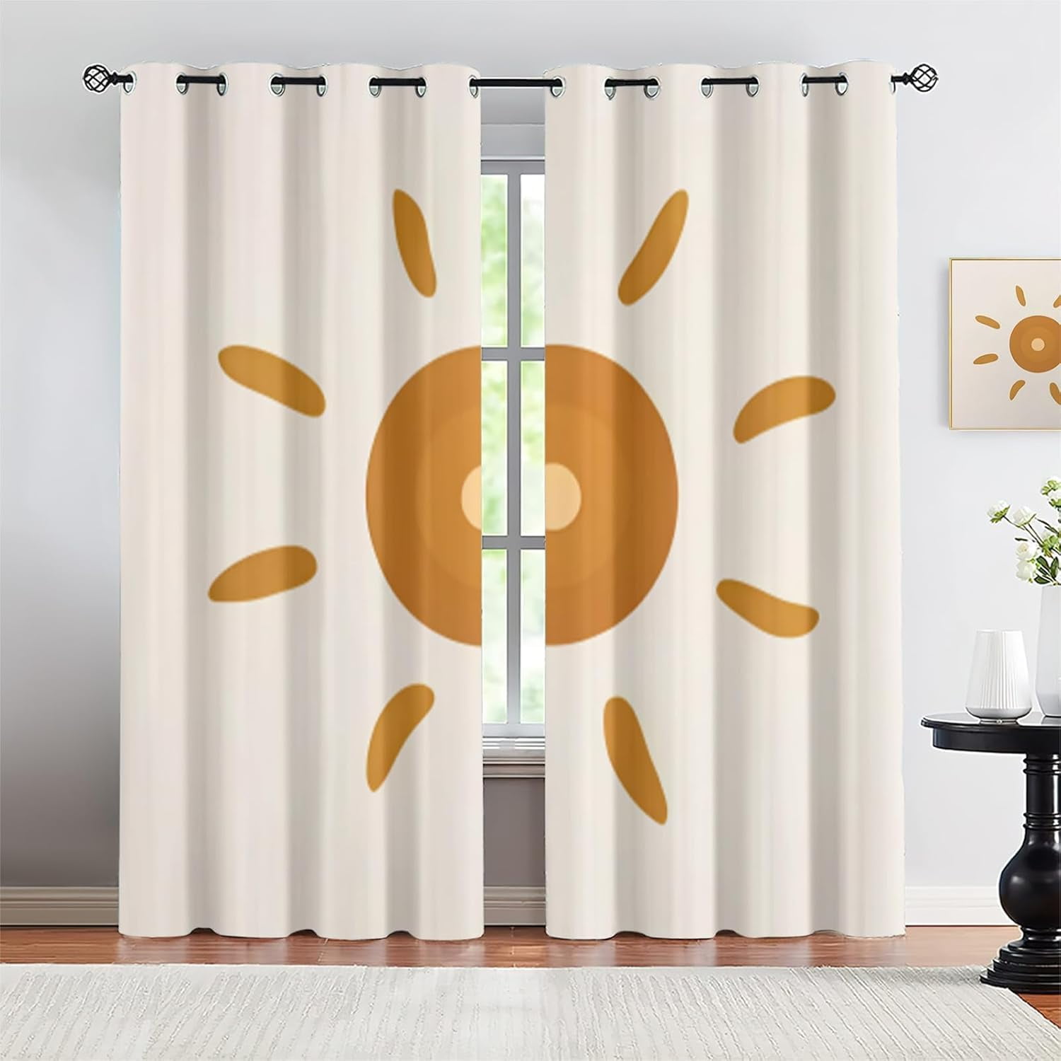Bohemian Brown Sun Curtains For Privacy, Watercolor Medieval Sunlight ...