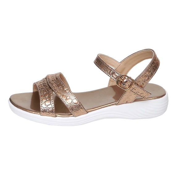 Bohemian Buckle Slide Sandals with Thick Platform Heel for Beach Summer ...