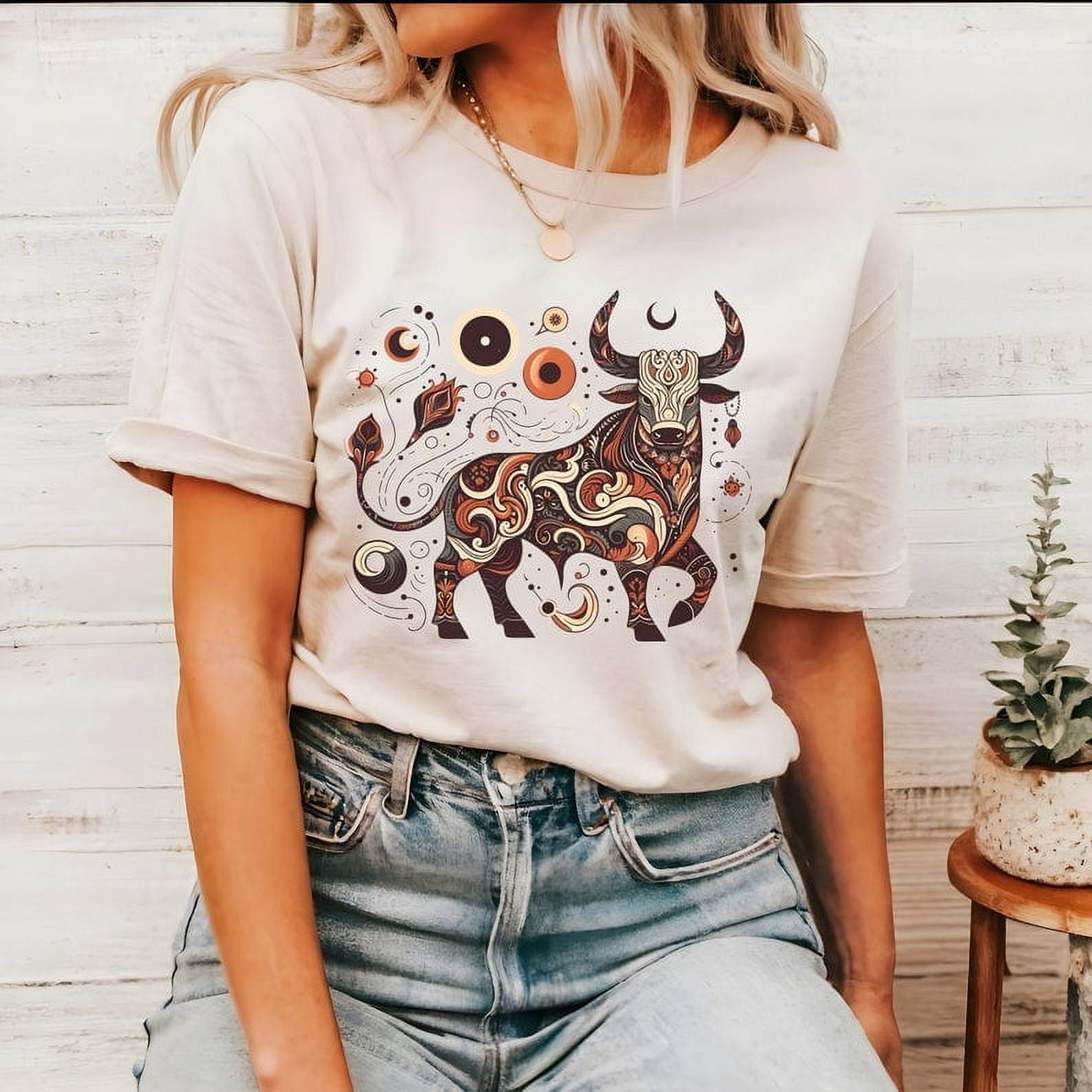 Bohemian Bull Folklore T-shirt – Nature Lover Gift - Walmart.com