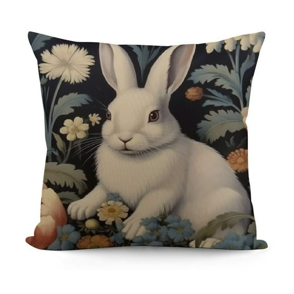 Bohemian Bunny Throw Pillow Covers Pack o French Vintage White Rabbit ...