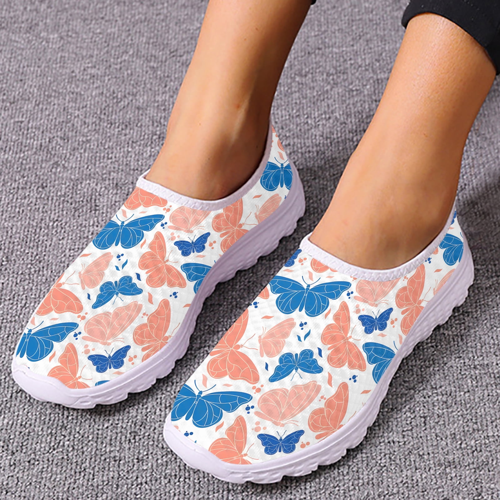 Bohemian Butterfly Slip-on Shoes For Women Boho Floral Printed ...