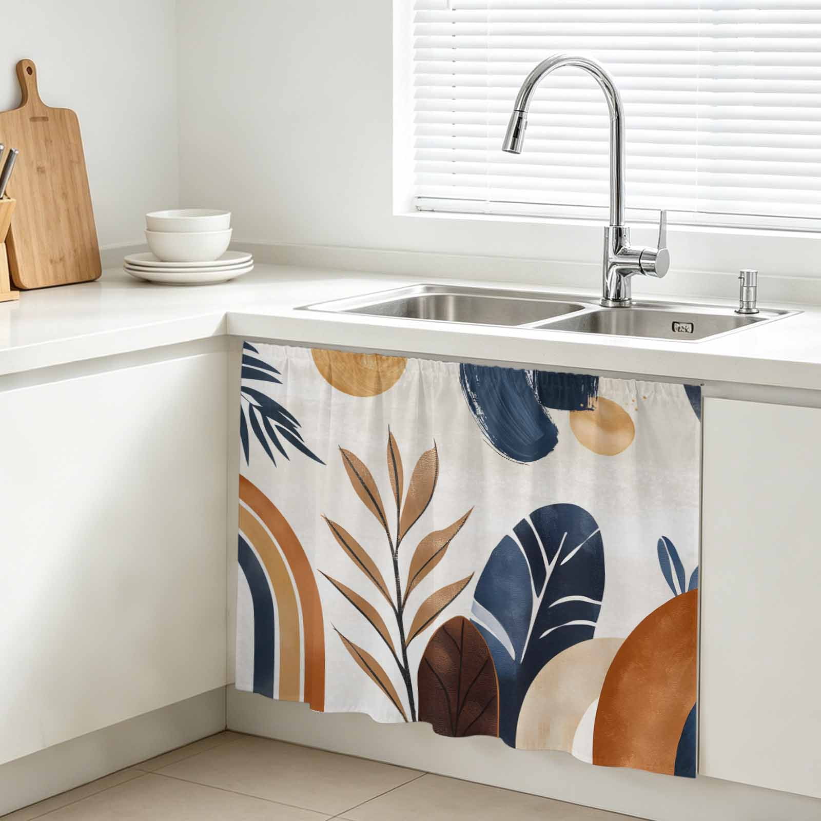 Bohemian Cabinet Curtain, Boho Nordic Art Geometric Sink Skirt for ...