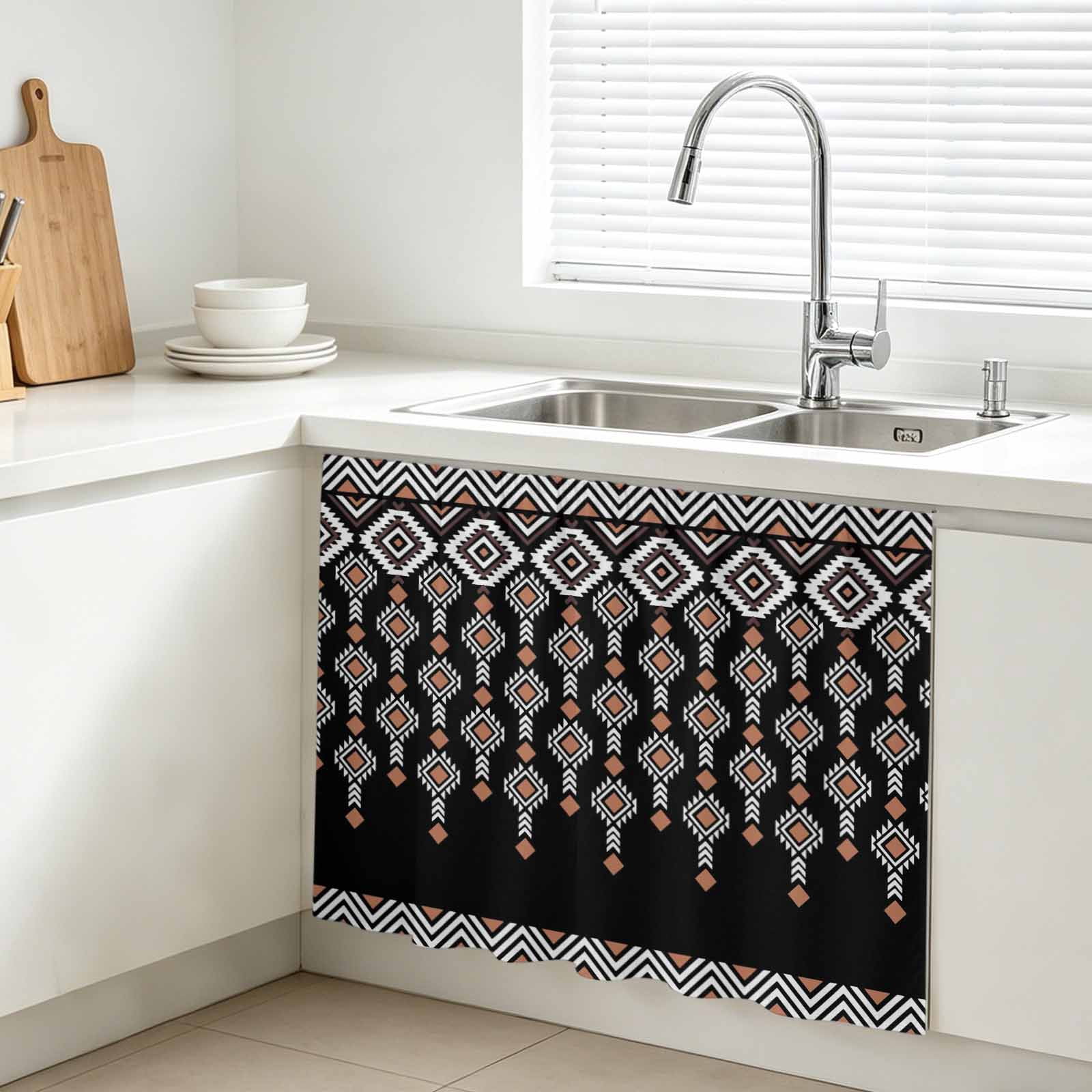 Bohemian Cabinet Curtains for Kitchen 28"W x 35"L, Vintage Western ...