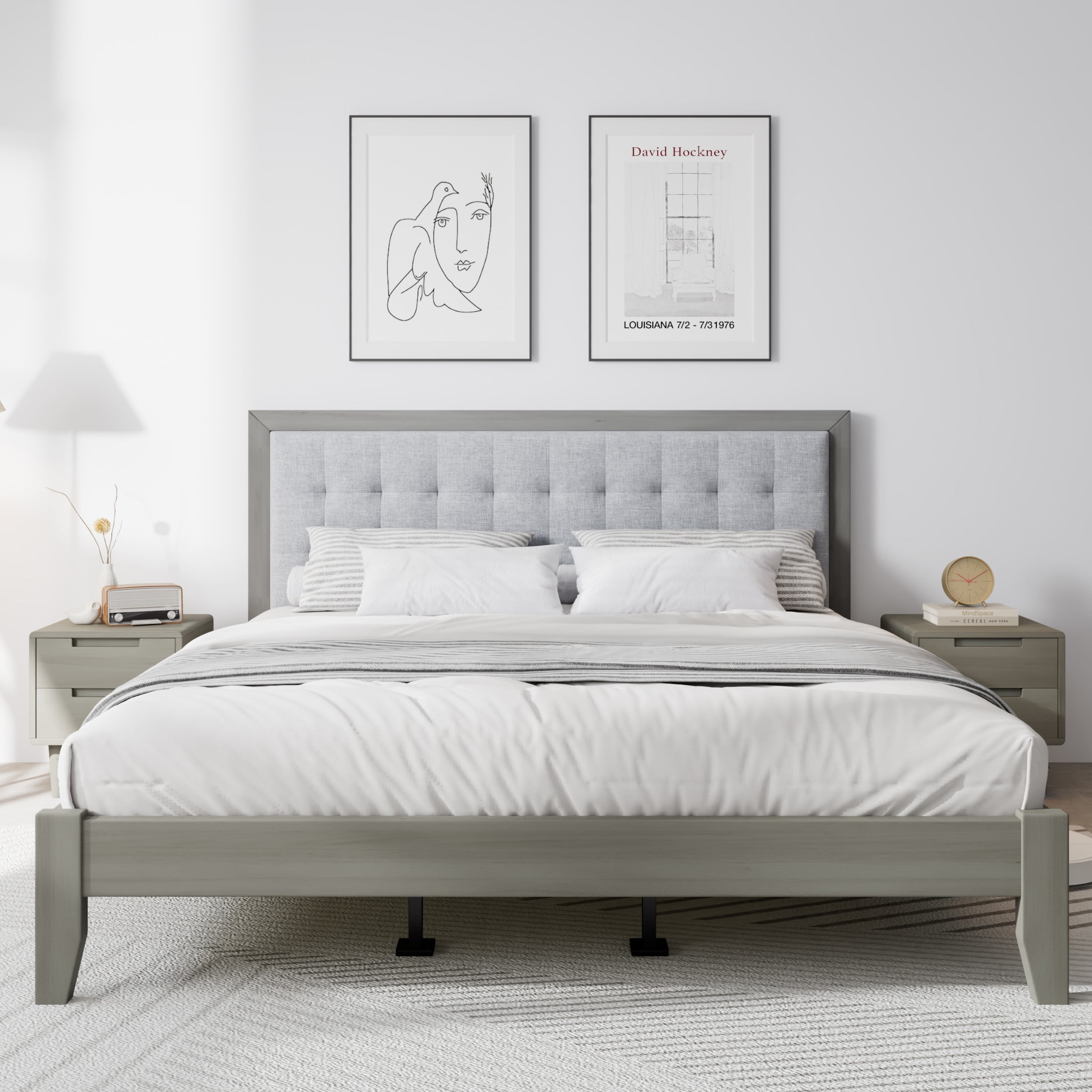 Free Shipping! Noble House Bohemian California King Bed Frame Grey Wood ...
