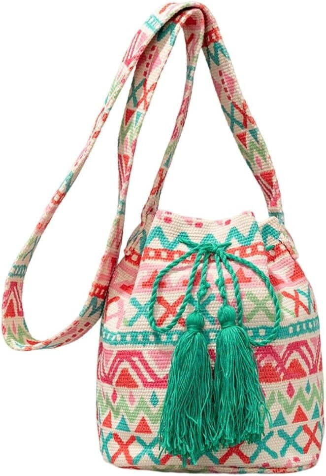 Bohemian Canvas Crossbody Bag Womens Hippie Bucket Bag Boho Tote Hobo ...