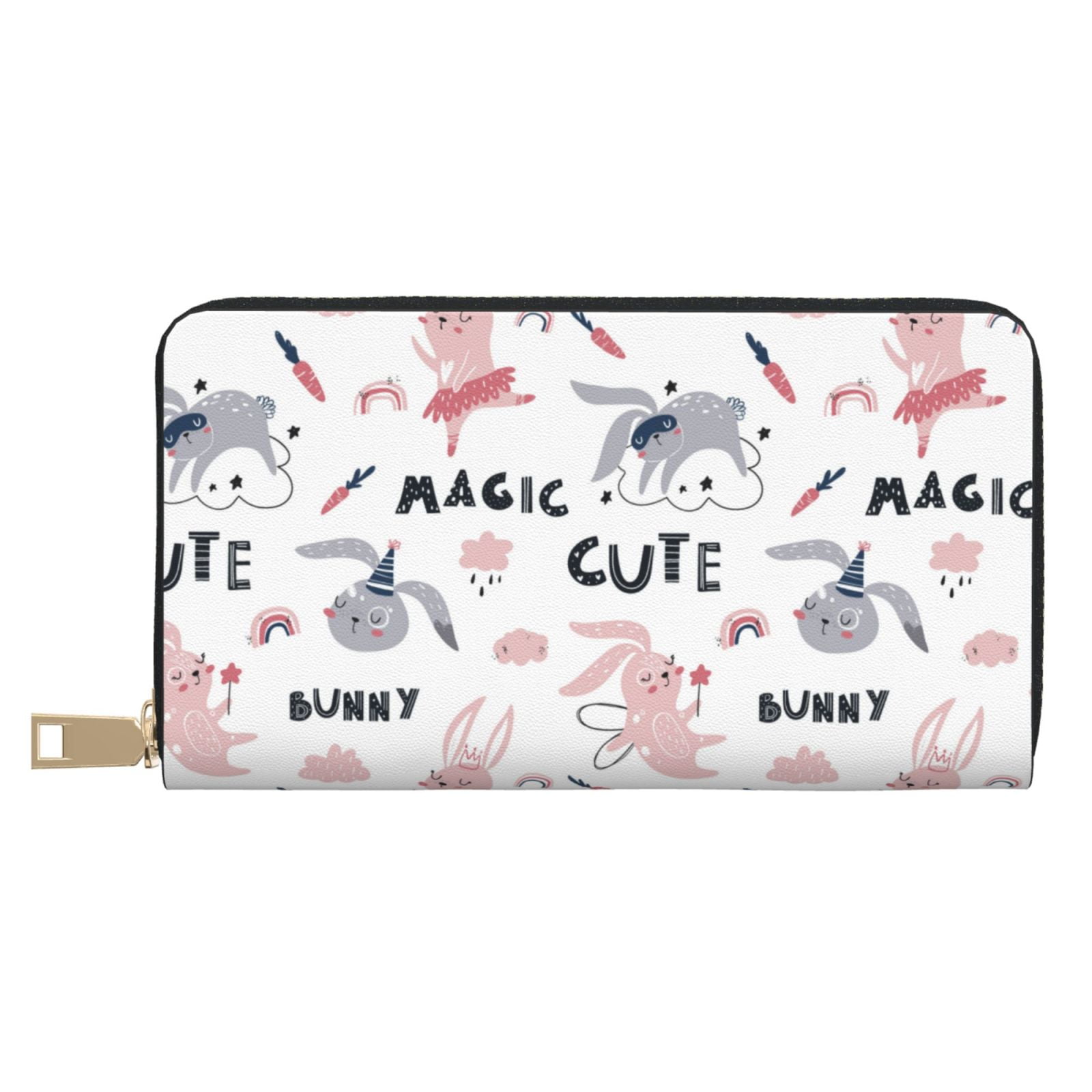 Bohemian Cartoon Cute Rabbit Wallet Women, Leather Bifold Multi Card ...