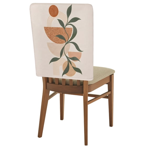 Bohemian Chair Back Covers Set of 4 Abstract Green Leaf Beige Modern ...