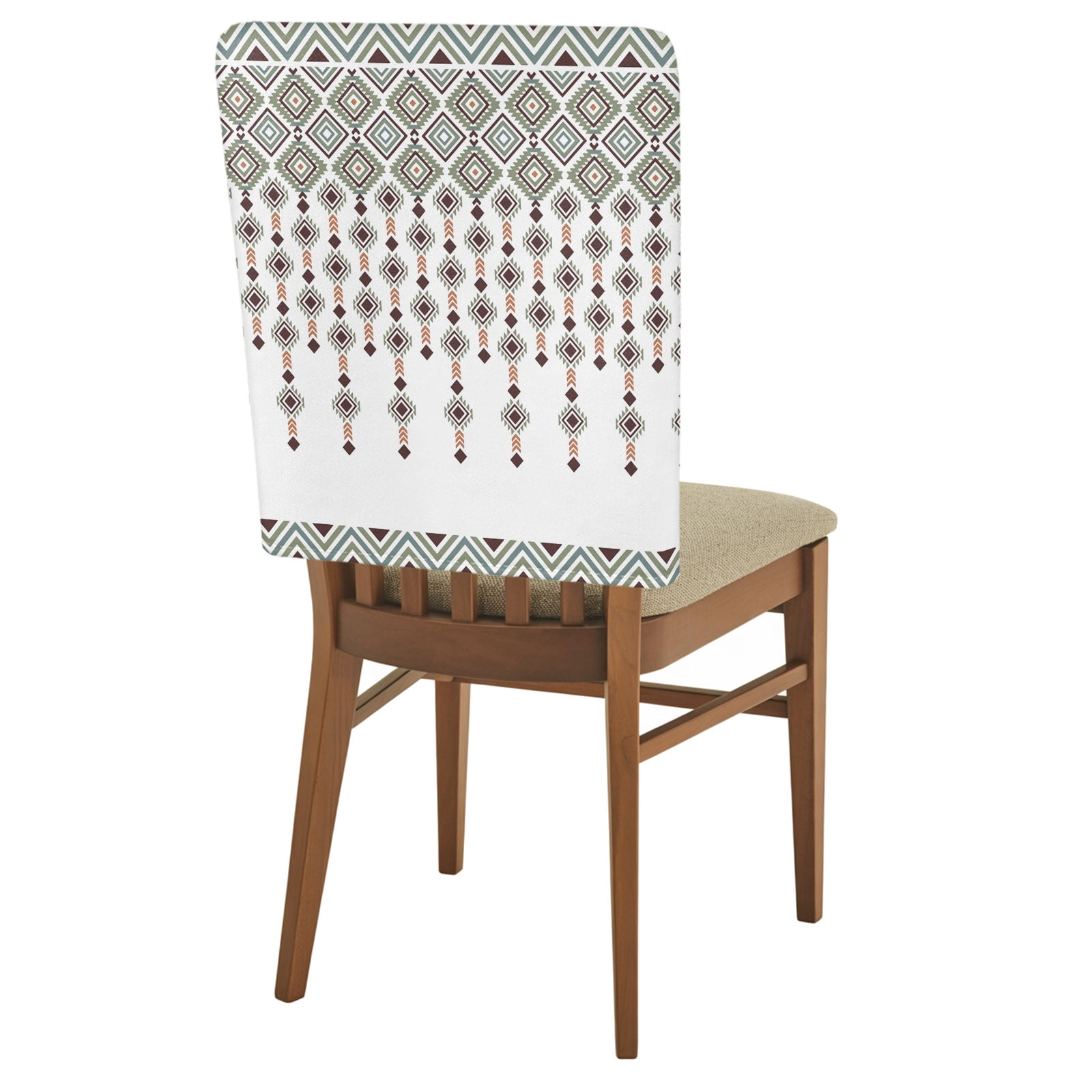 Bohemian Chair Back Covers Set of 4 Green Brown Western Ethnic Tribal ...