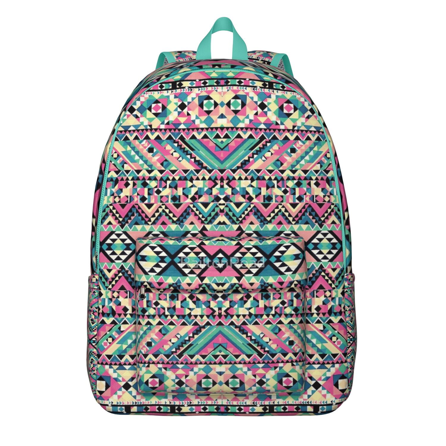 Bohemian Chic Backpack for University, Lightweight Boho Bookbag with ...