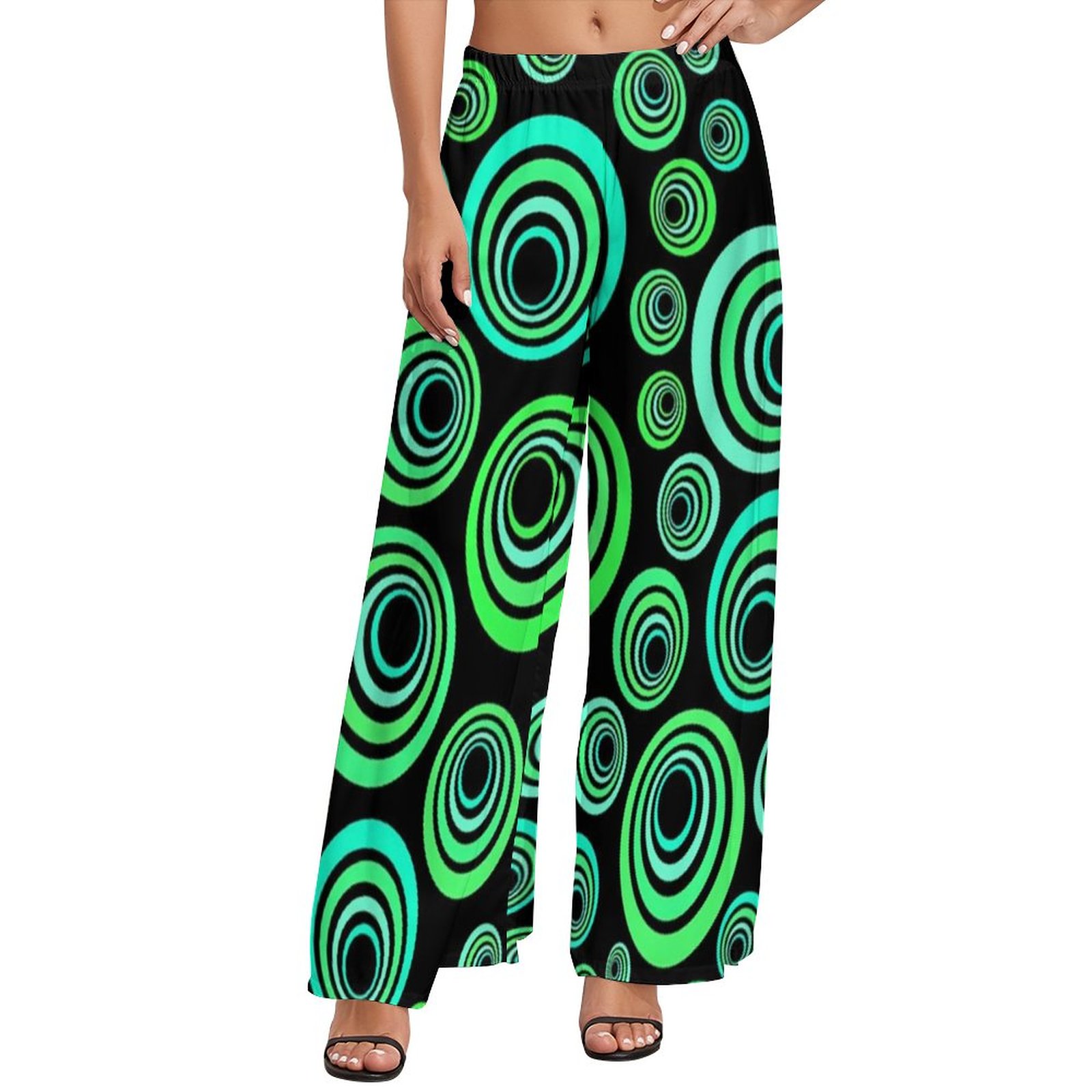 Bohemian Circles Print Pants High Waist Oversized Hippie Psychedelic ...