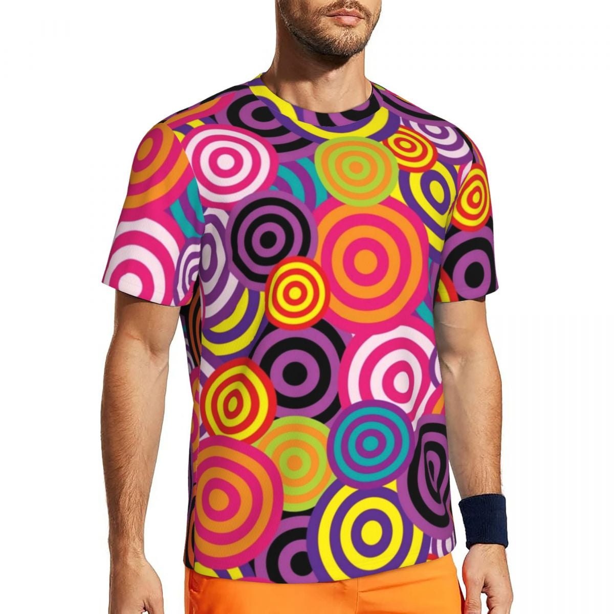 Bohemian Circles T Shirt Hippie Psychedelic Hip Hop Gym T-Shirts Short Sleeve Quick Dry Ts ...