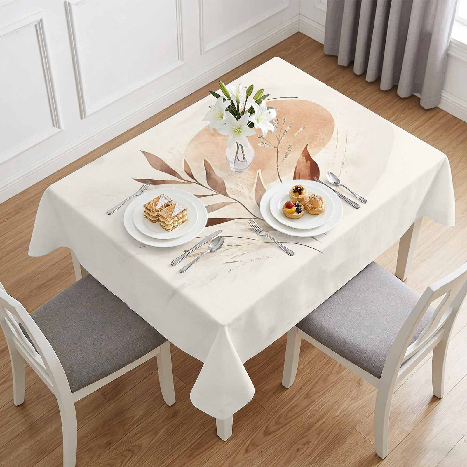 Bohemian Color Block Abstract Leaf Table Cloth 60x84in, Waterproof ...