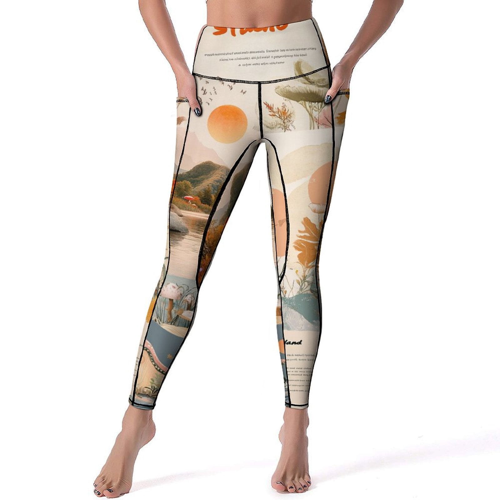 Bohemian Color High Waisted Leggings for Women No See Through Tummy ...