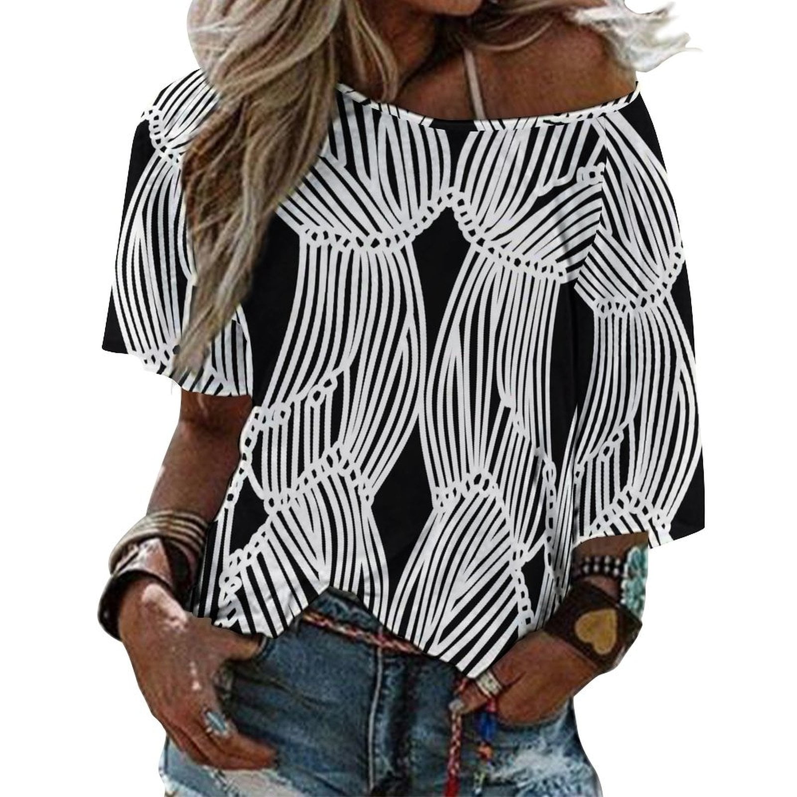 Bohemian Color Women's Graphic Tees Casual Summer Funny Printed Short ...