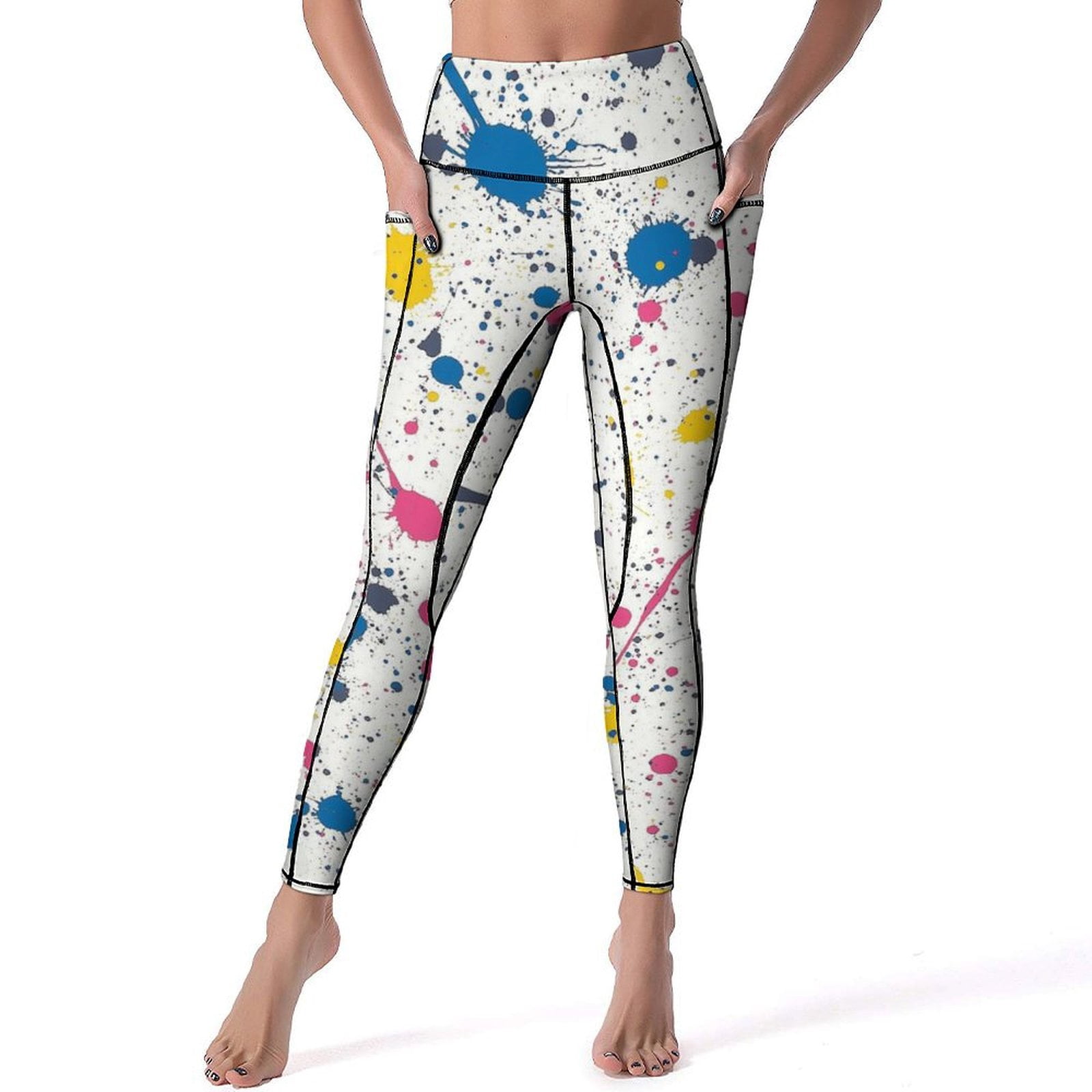 Bohemian Color Women's High Waisted Yoga Pants with Pockets, Tummy ...
