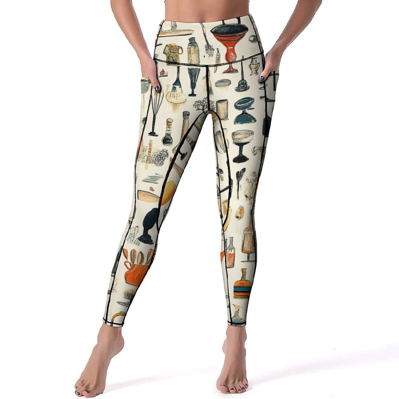 Bohemian Color Women's High Waisted Yoga Pants with Pockets, Tummy ...