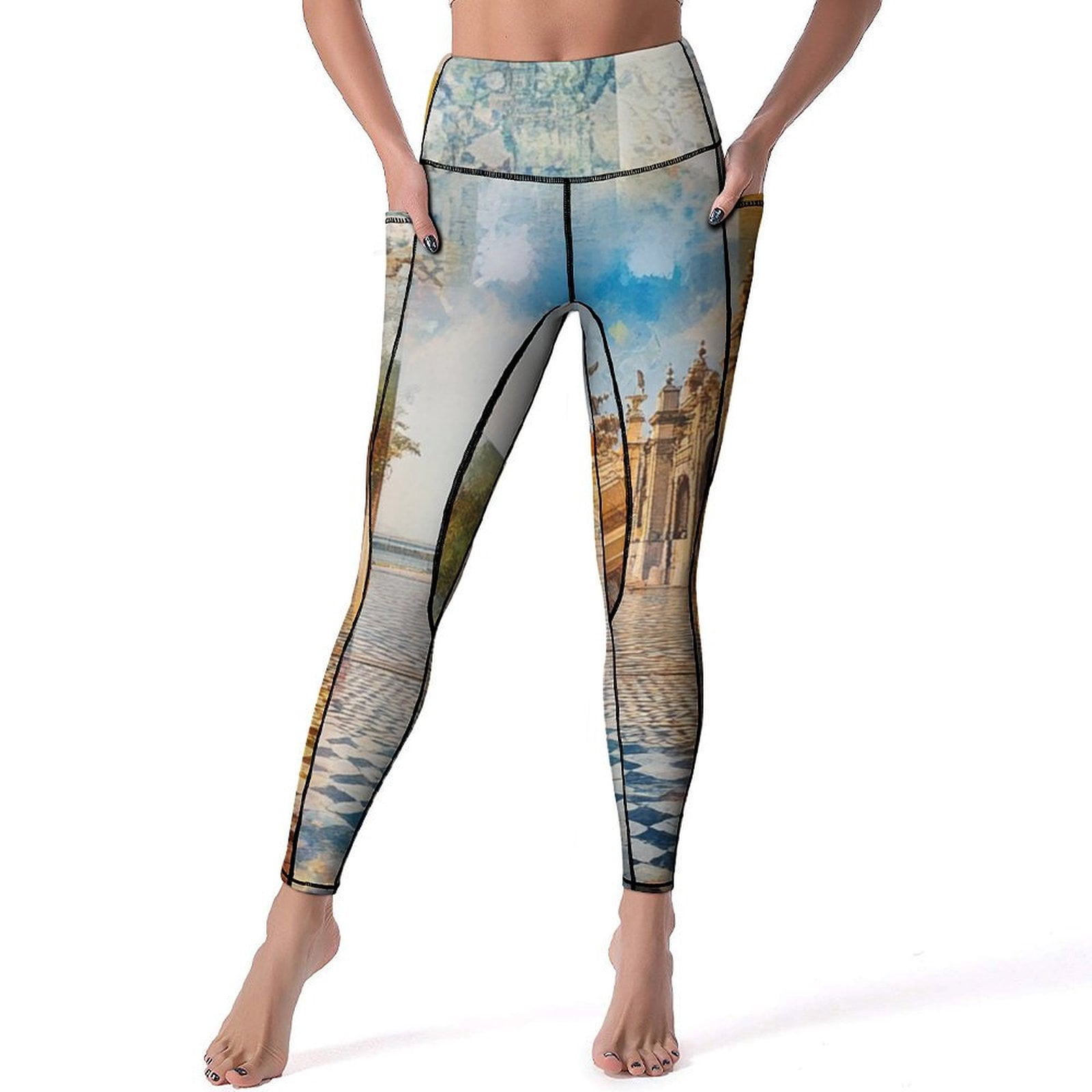 Bohemian Color Women's High Waisted Yoga Pants with Pockets, Tummy ...