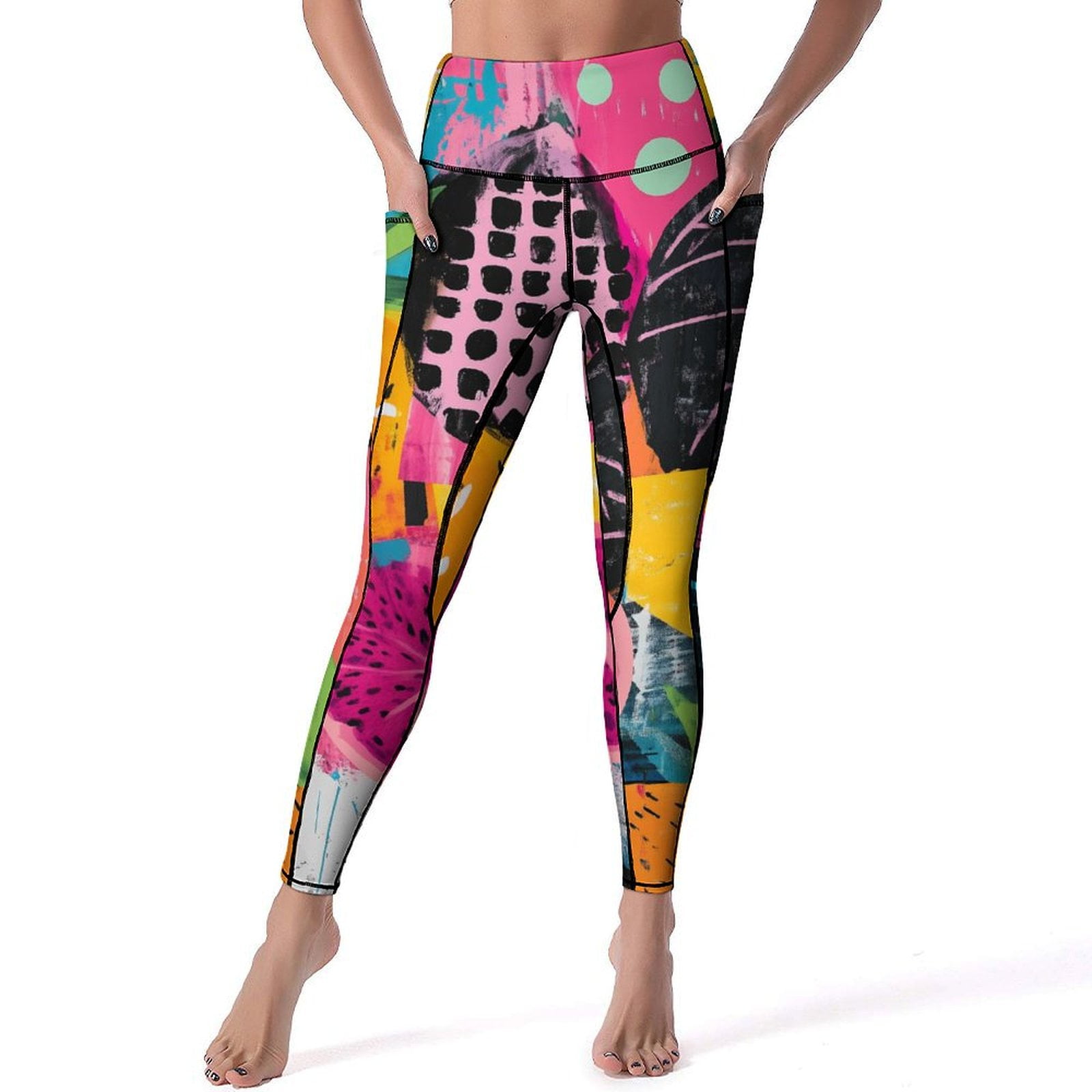 Bohemian Color Women's High Waisted Yoga Pants with Pockets, Tummy ...