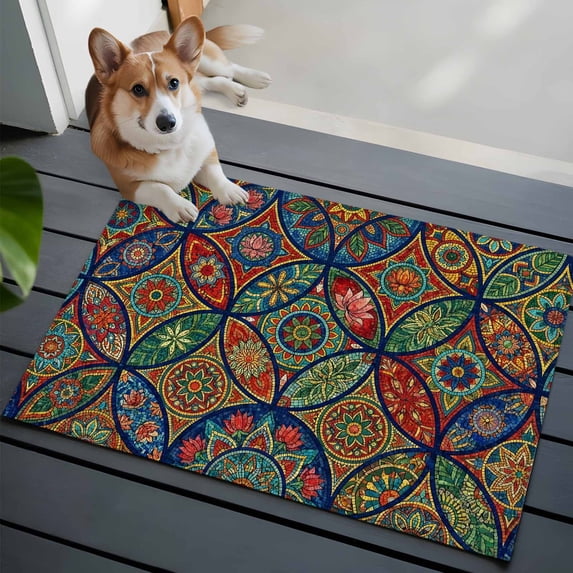 Bohemian Colorful Floral Washable Entry Rug 2x3 Boho Tribal Ethnic ...