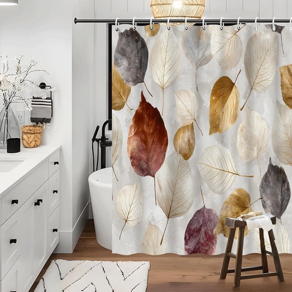 Bohemian Colorful Leaves Shower Curtain Waterproof Soft Polyester ...