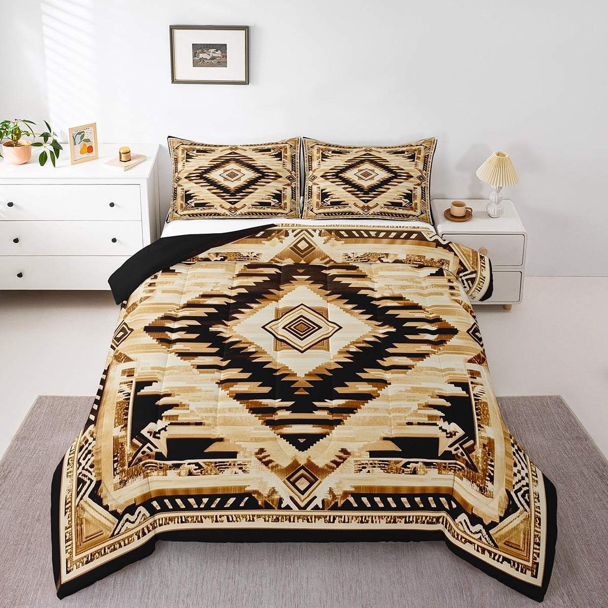 Bohemian Comforter Set Queen Size Boho Aztec Striped Bedding Sets ...