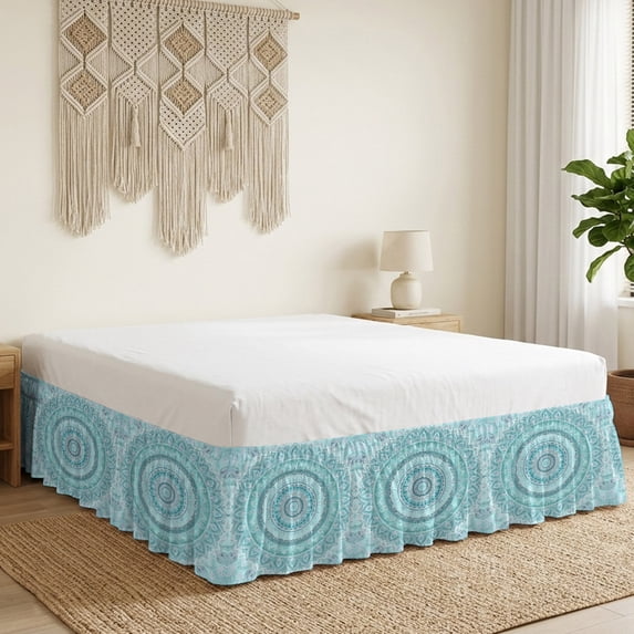 Bohemian Concentric Rings Bed Skirt Bed Skirts King Size 16 Inch Drop ...