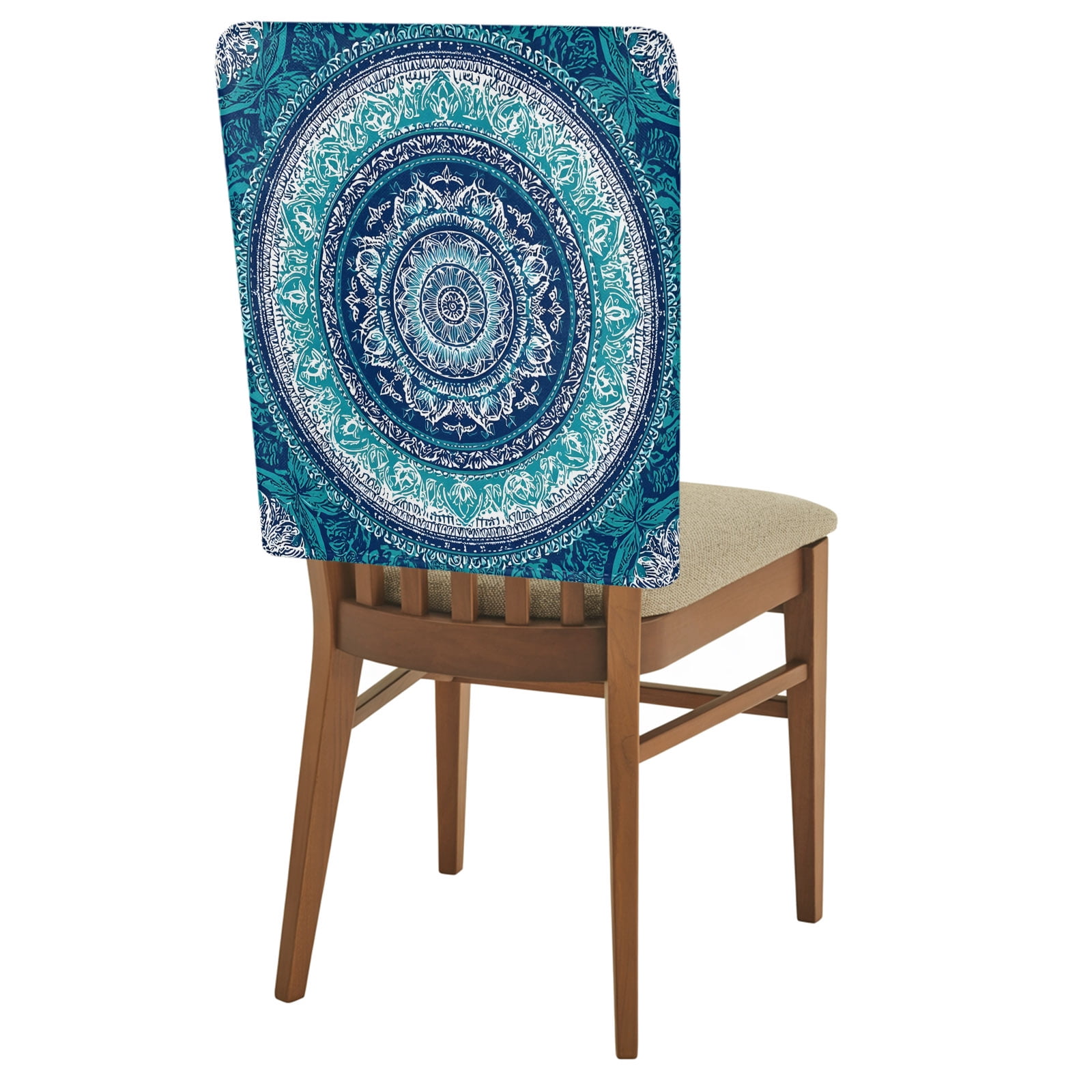 Bohemian Concentric Rings Chair Back Covers Set of 1, Teal Green Floral ...