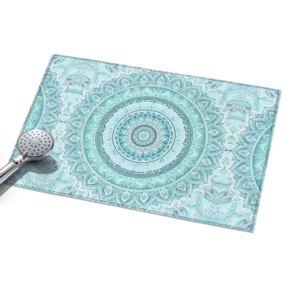 Bohemian Concentric Rings Washable Area Rug 2 x 3 ft Coastal Aqua ...