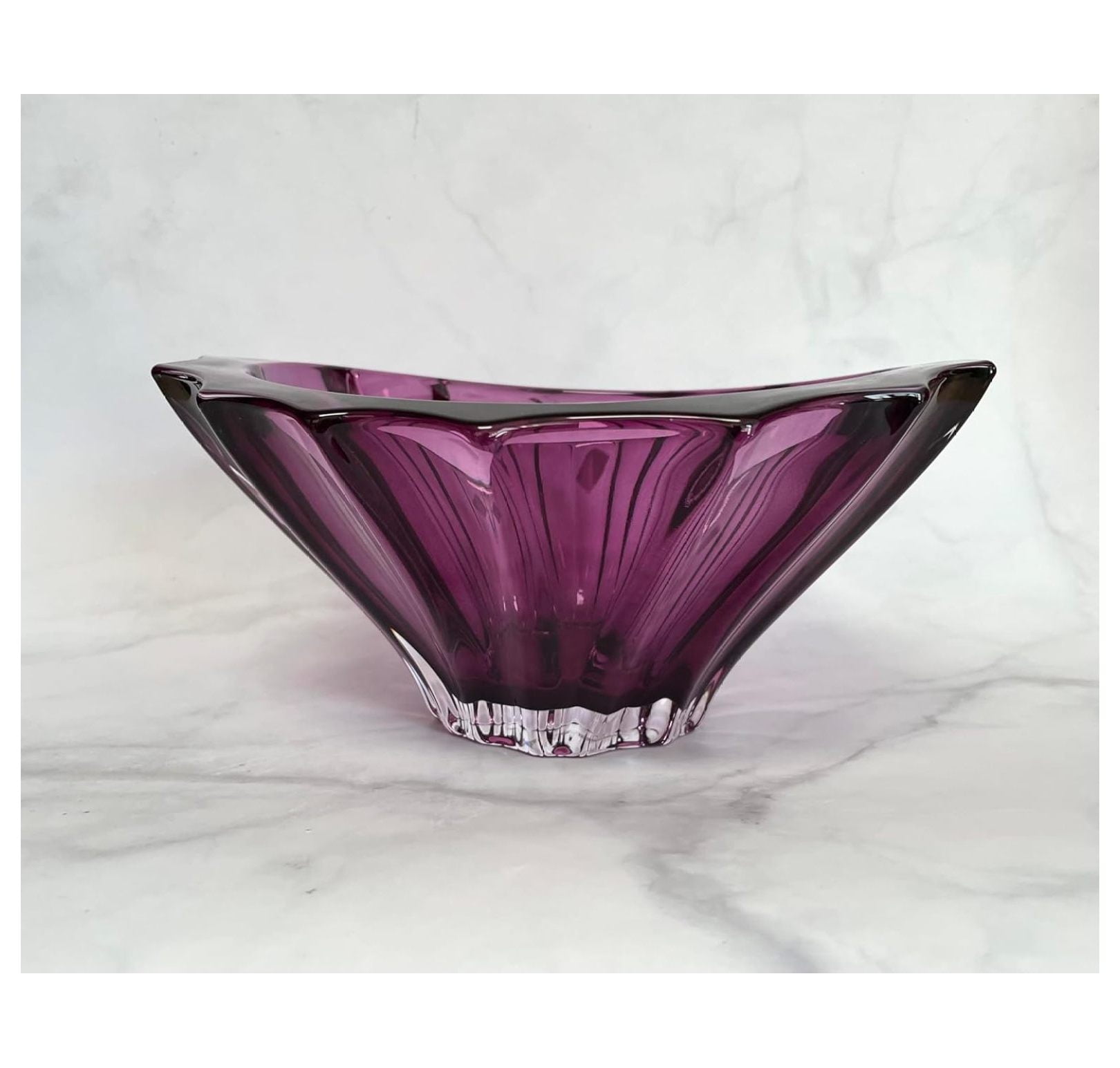 Bohemian Crystal Glass Bowl 8''-Dia Vintage European Design Centerpiece ...