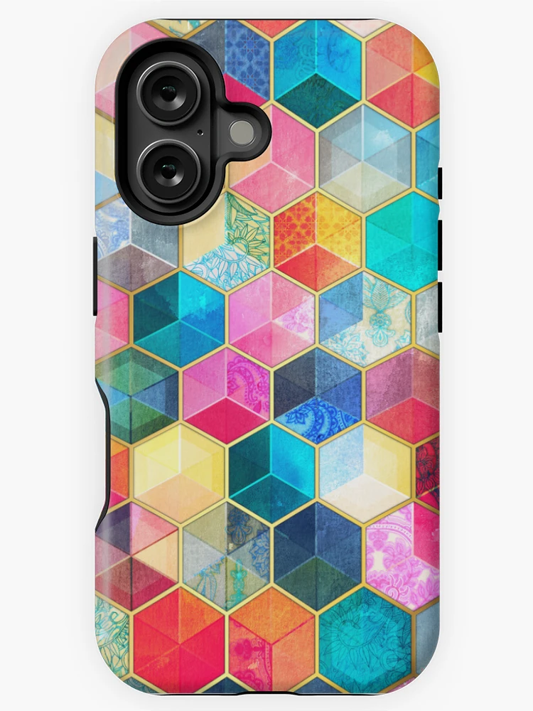 Bohemian Crystal Honeycomb Colorful Hexagon Pattern iPhone 16/15/14/13 ...