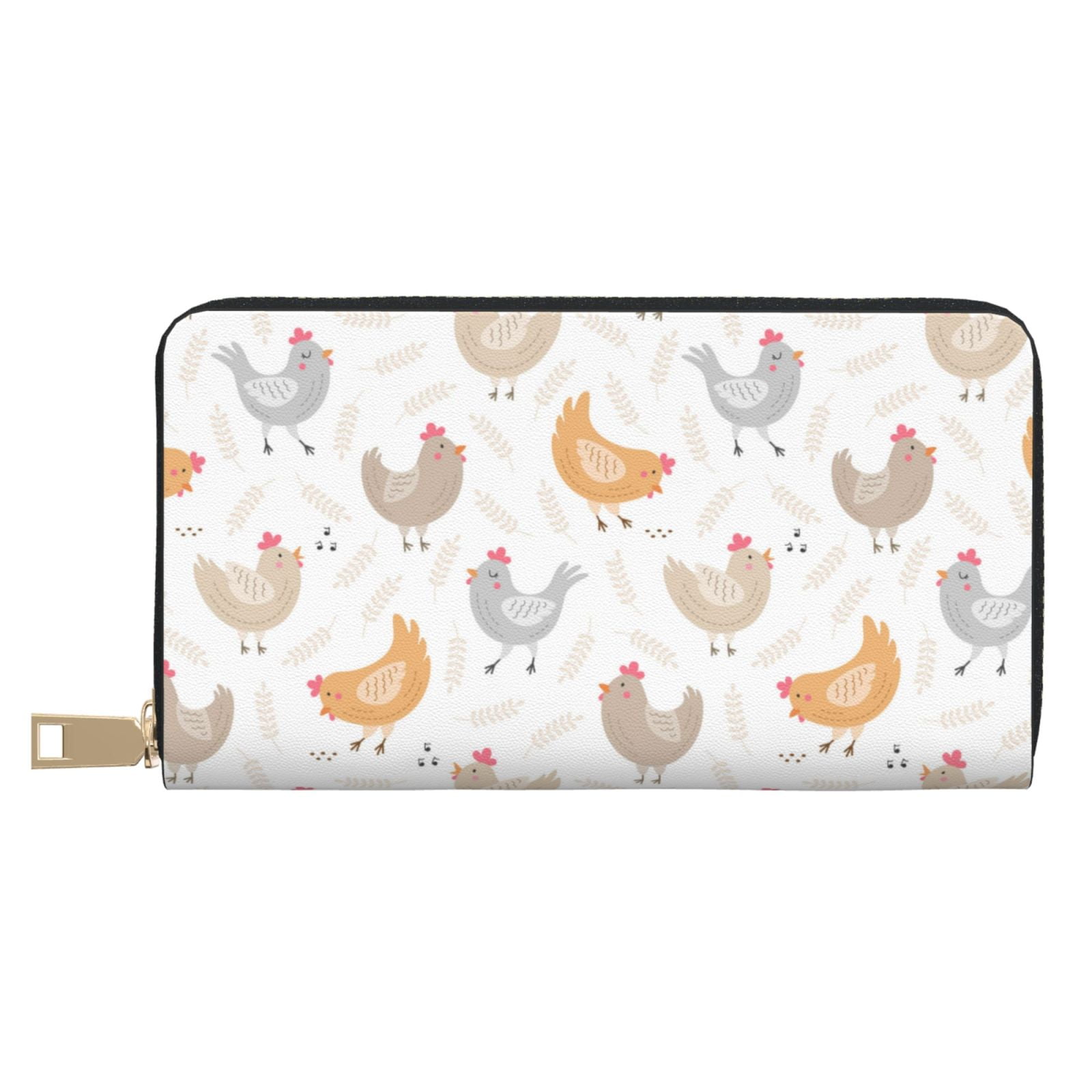 Bohemian Cute Cartoon Chicken Wallet Women, Leather Bifold Multi Card ...