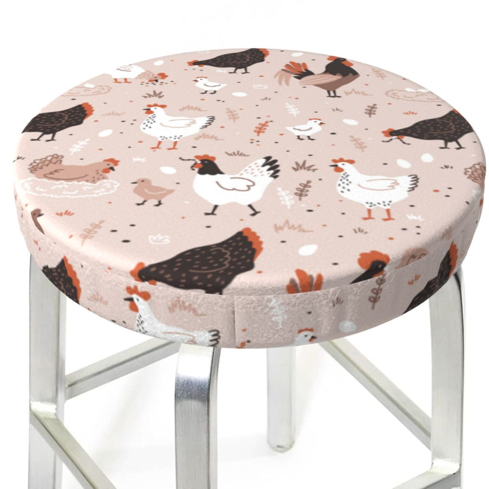 Bohemian Cute Chicken Egg Bar Stool Covers - Stretch Round Seat Covers ...