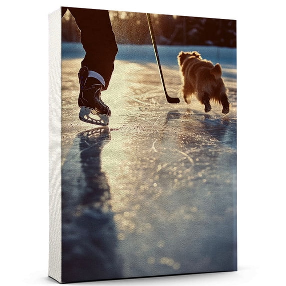 Bohemian Cute Dog Ice Hockey Stretched Canvas Size 8x12 – Retro ...