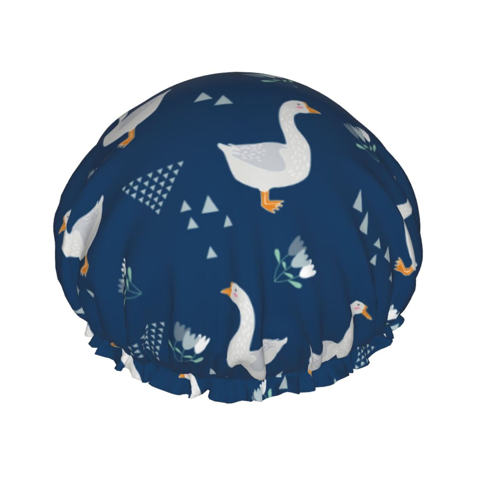 Bohemian Cute Duck Navy Blue Shower Cap, Reusable Bath Hair Hat for all ...